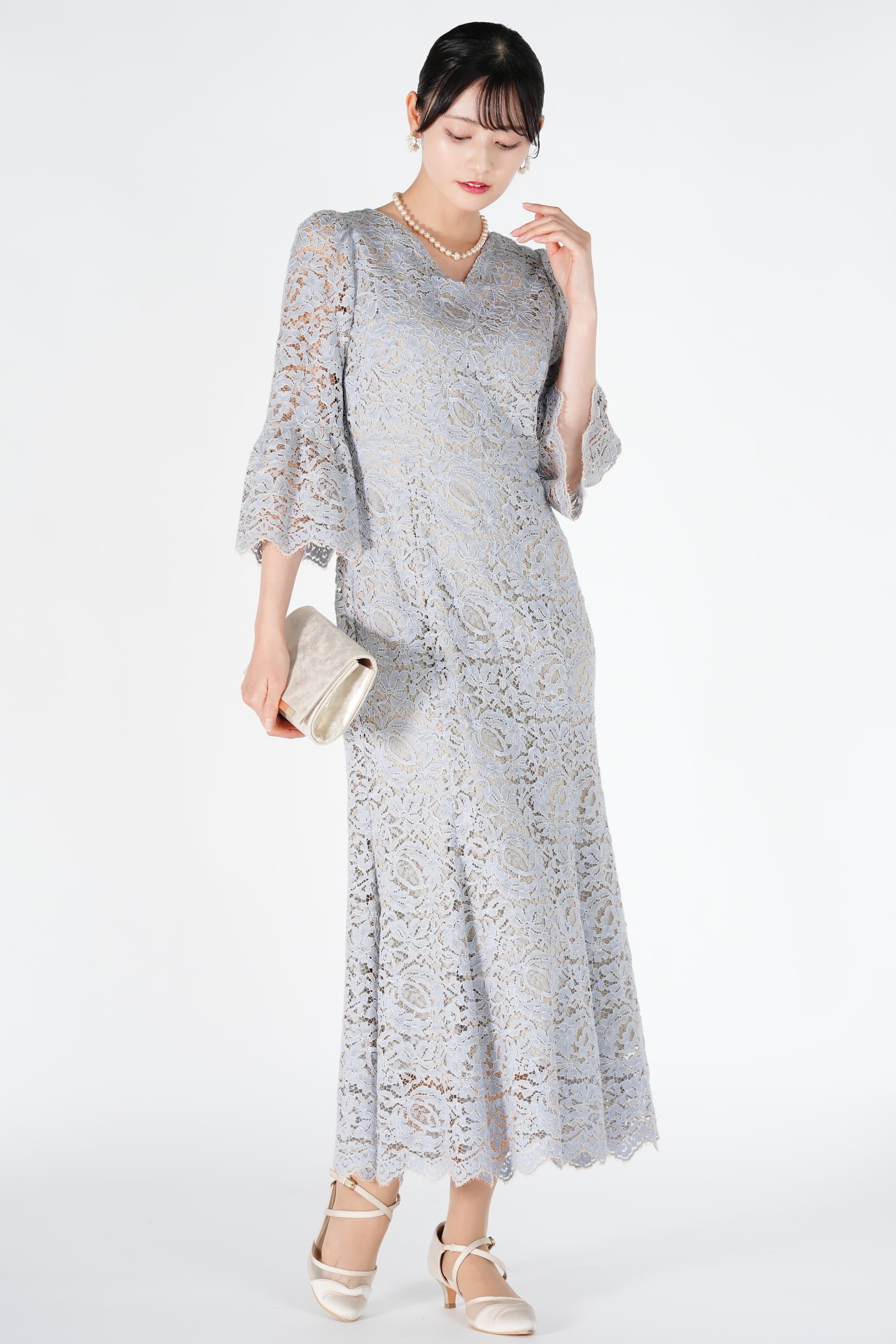 Dorry Doll シアーライン上品ベージュパンプス (M〜L) をレンタル - 結婚式パーティーのドレスレンタルはおしゃれコンシャス