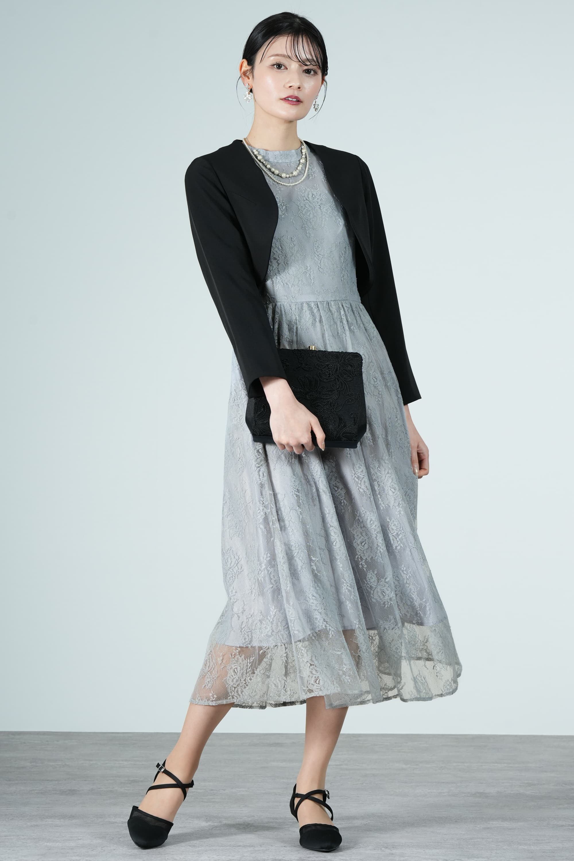 Dorry Doll シアーライン上品ブラックパンプス (M〜L) をレンタル - 結婚式パーティーのドレスレンタルはおしゃれコンシャス