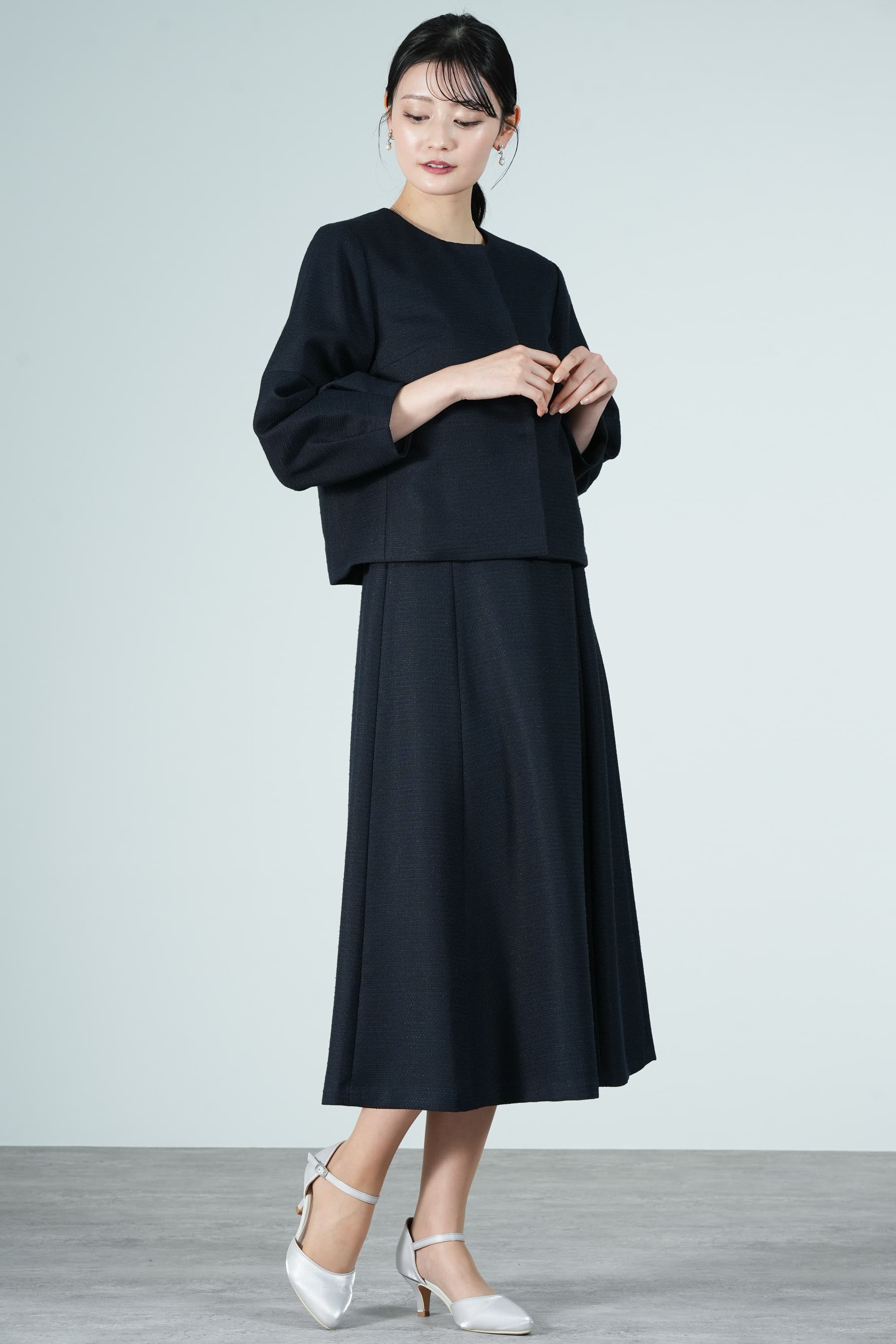 B:MING by BEAMS ハニカム織りネイビースカートスーツセット (S B:MING by BEAMS ハニカム織りネイビースカートスーツセット (S